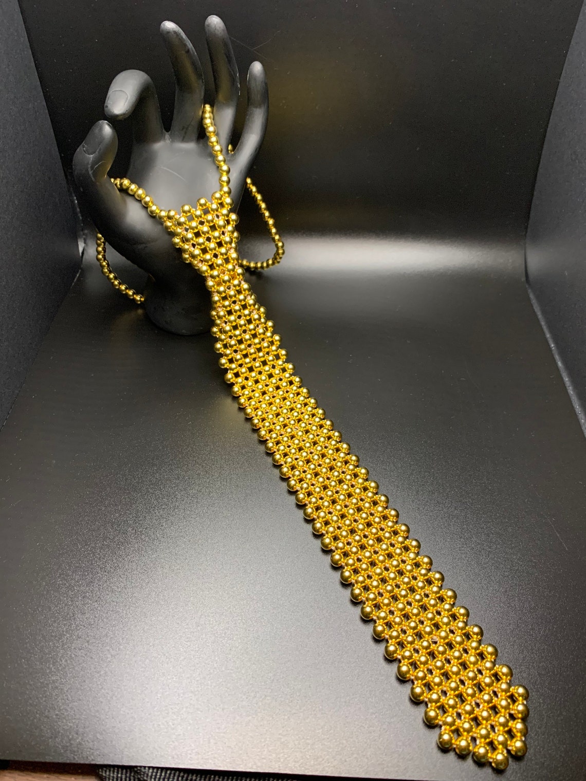 24 Carat Gold Colored Beaded Pearl Tie - Etsy Canada