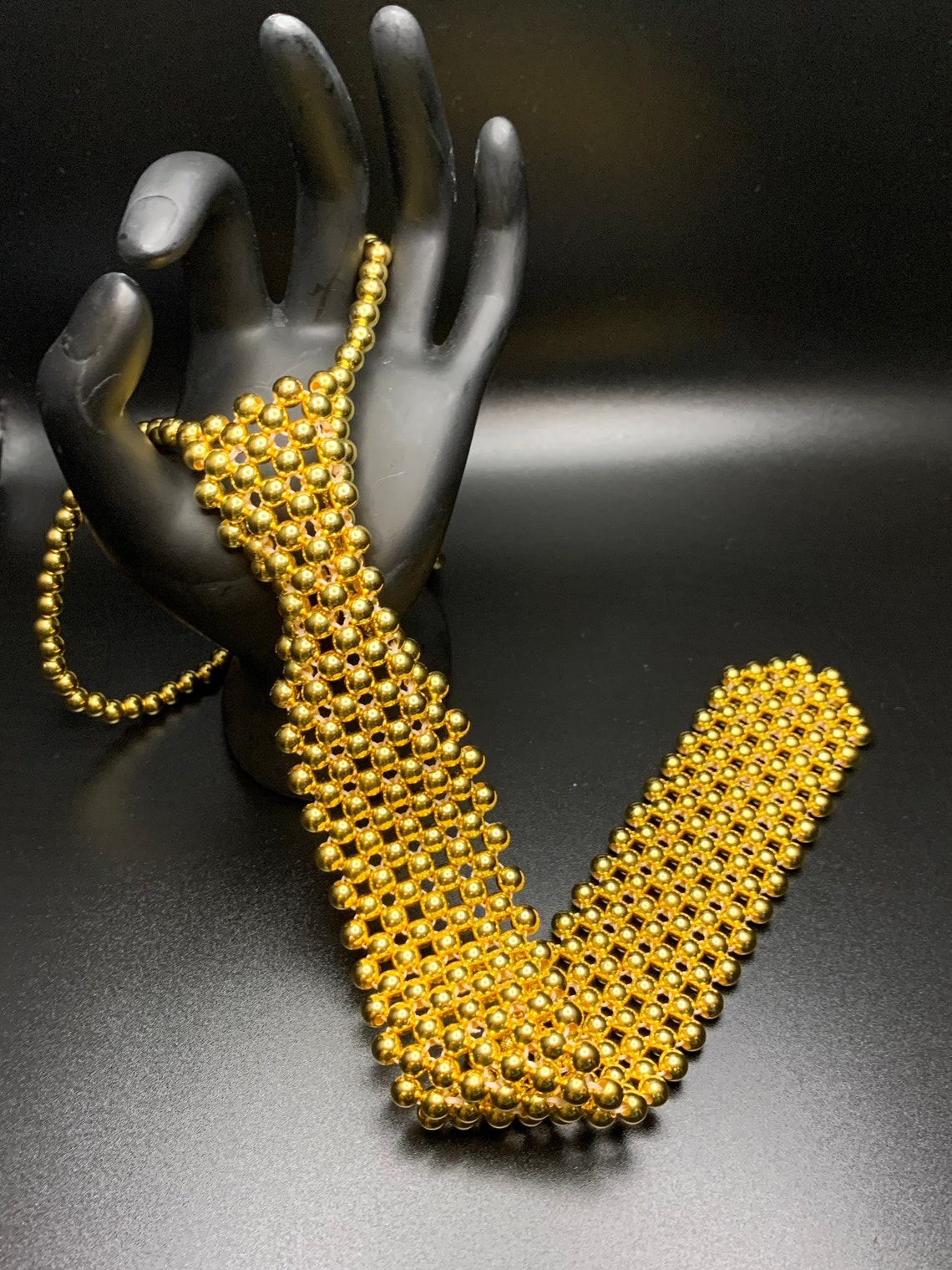 24 Carat Gold Colored Beaded Pearl Tie - Etsy Canada