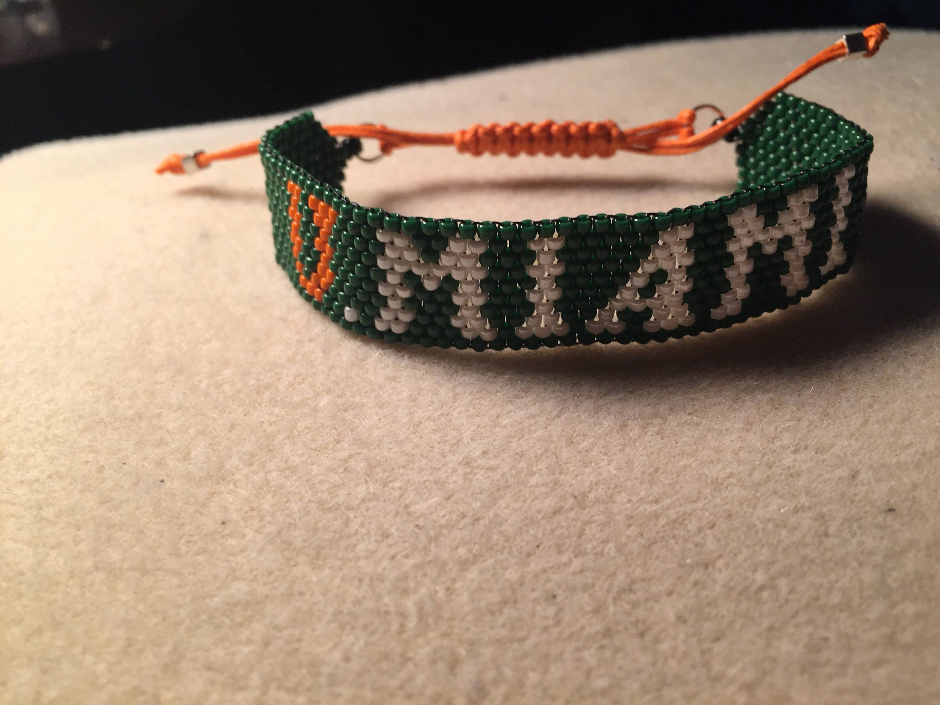 University of Miami Beaded Bracelet ***UM*** - Etsy