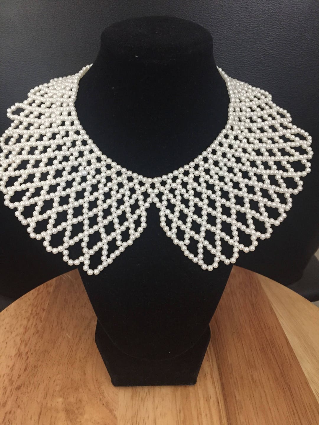 Cream Pearl Beaded Bib Necklace - Etsy