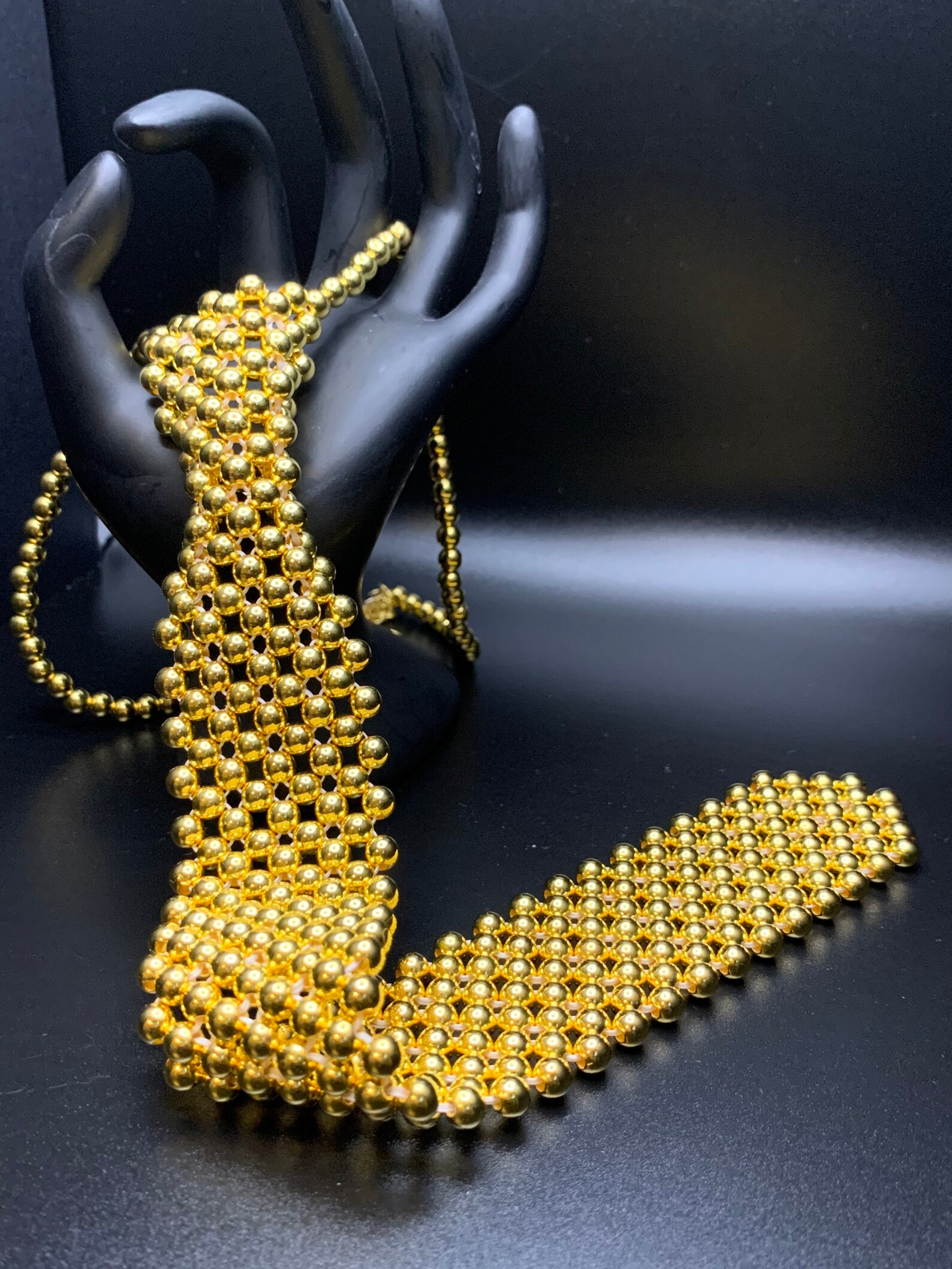 24 Carat Gold Colored Beaded Pearl Tie - Etsy Canada