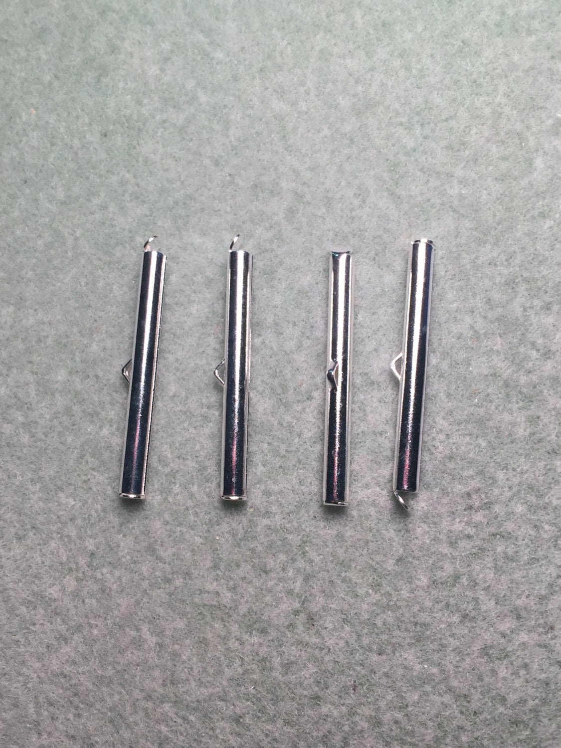 10 Pcs Brass Slide on End Clasp Tubes, Slider End Caps, Silver, 39 ...