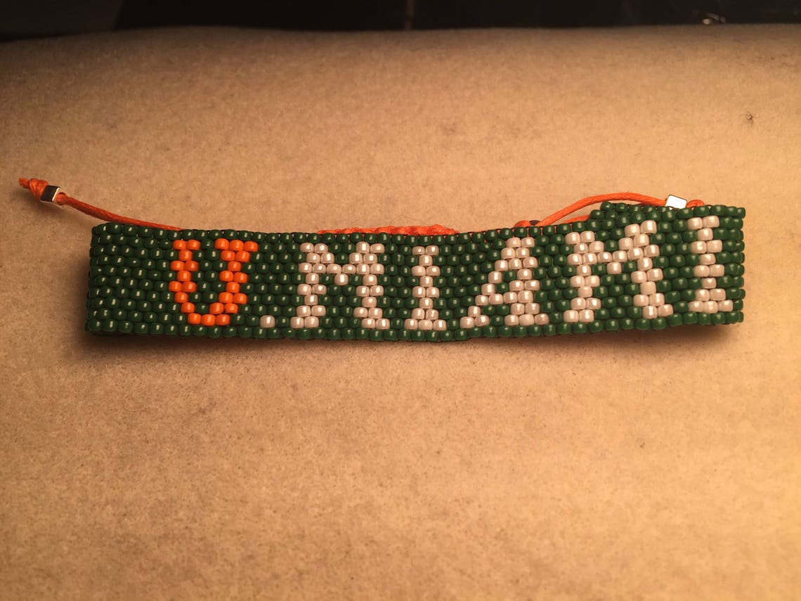 University of Miami Beaded Bracelet ***UM*** - Etsy