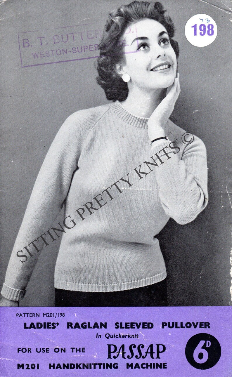 60s Vintage Knitting Machine Pattern, Passap 198 Machine Knitting ...