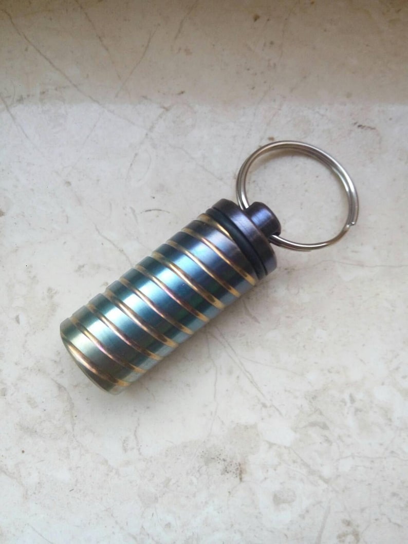 Titanium cache Case Waterproof Storage Capsule EDC Keychain | Etsy