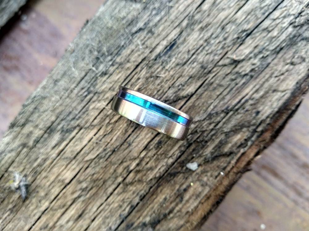 Minimalist Titanium Ring Wedding Band Anodized Finish Green - Etsy