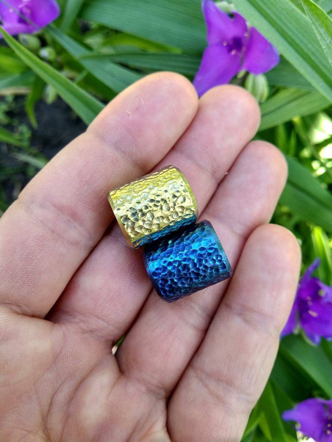 Titanium Begleri Beads Set stone Hammered | Etsy