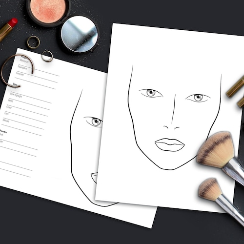 Realistic Makeup Face Chart cara Make-up Artist - Etsy