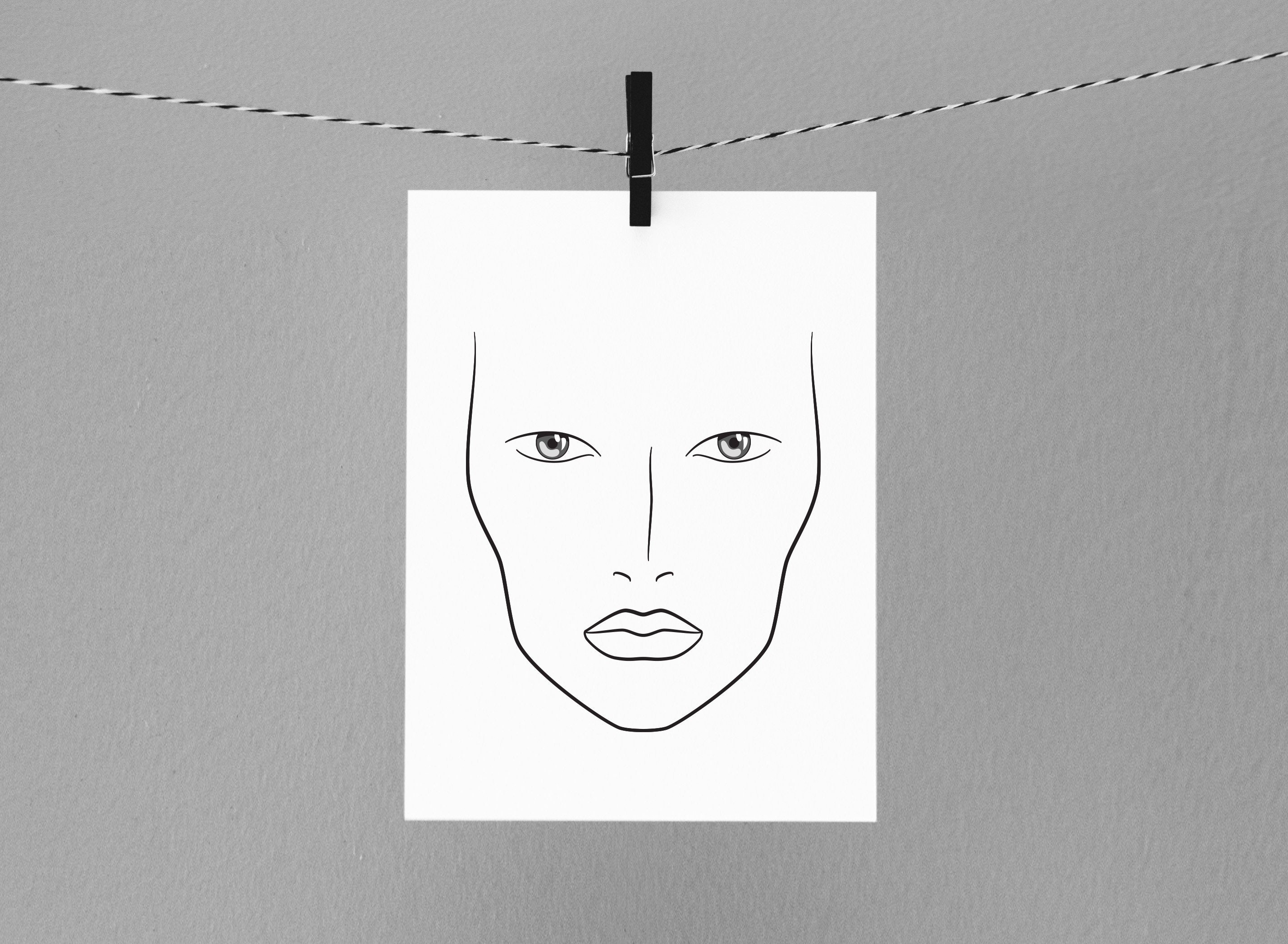 Face Chart for Makeup Practice. Printable Make up Artist Practice ...