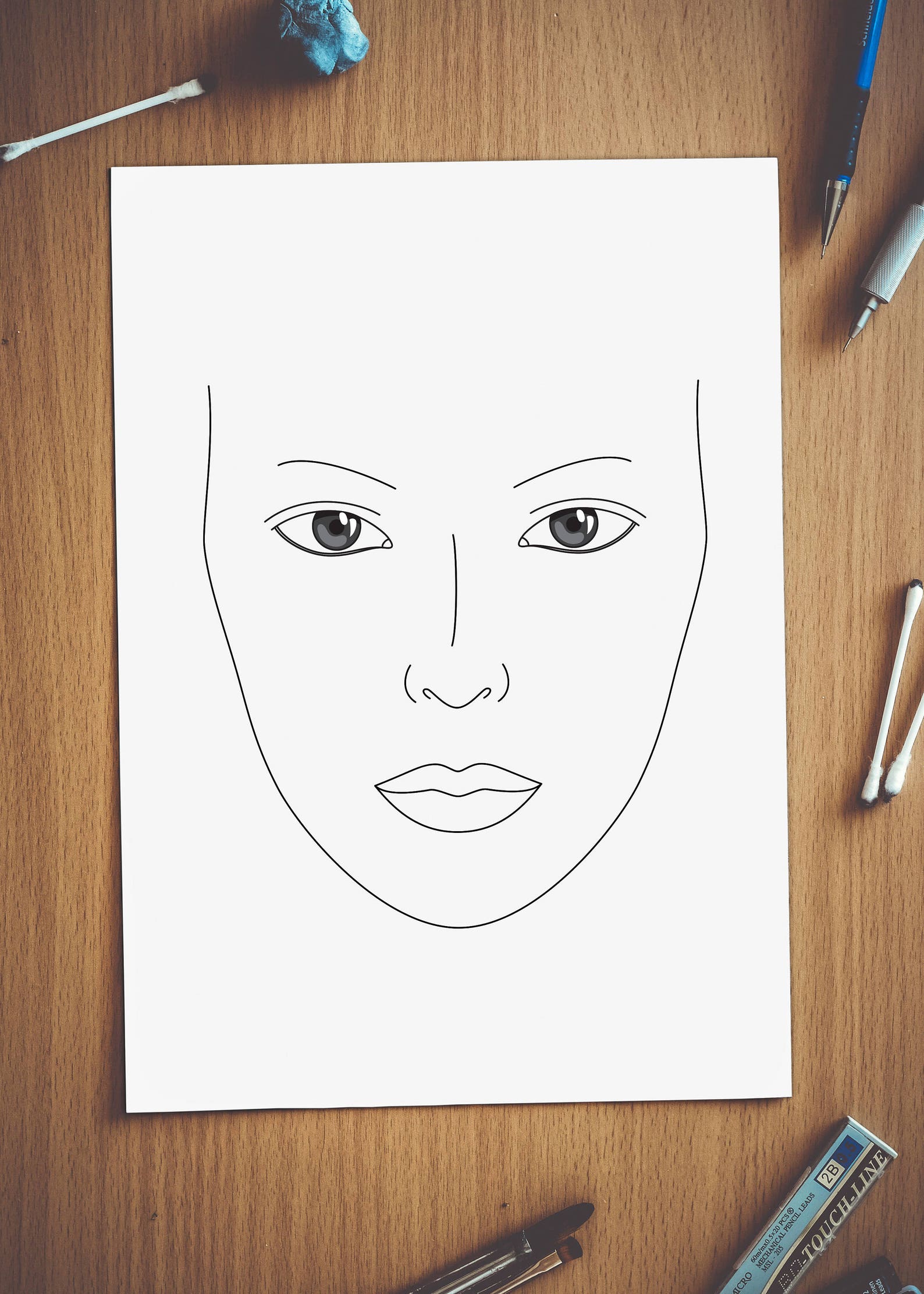 Makeup Face Chart for Different Face Shapes. Printable Make up Practice ...