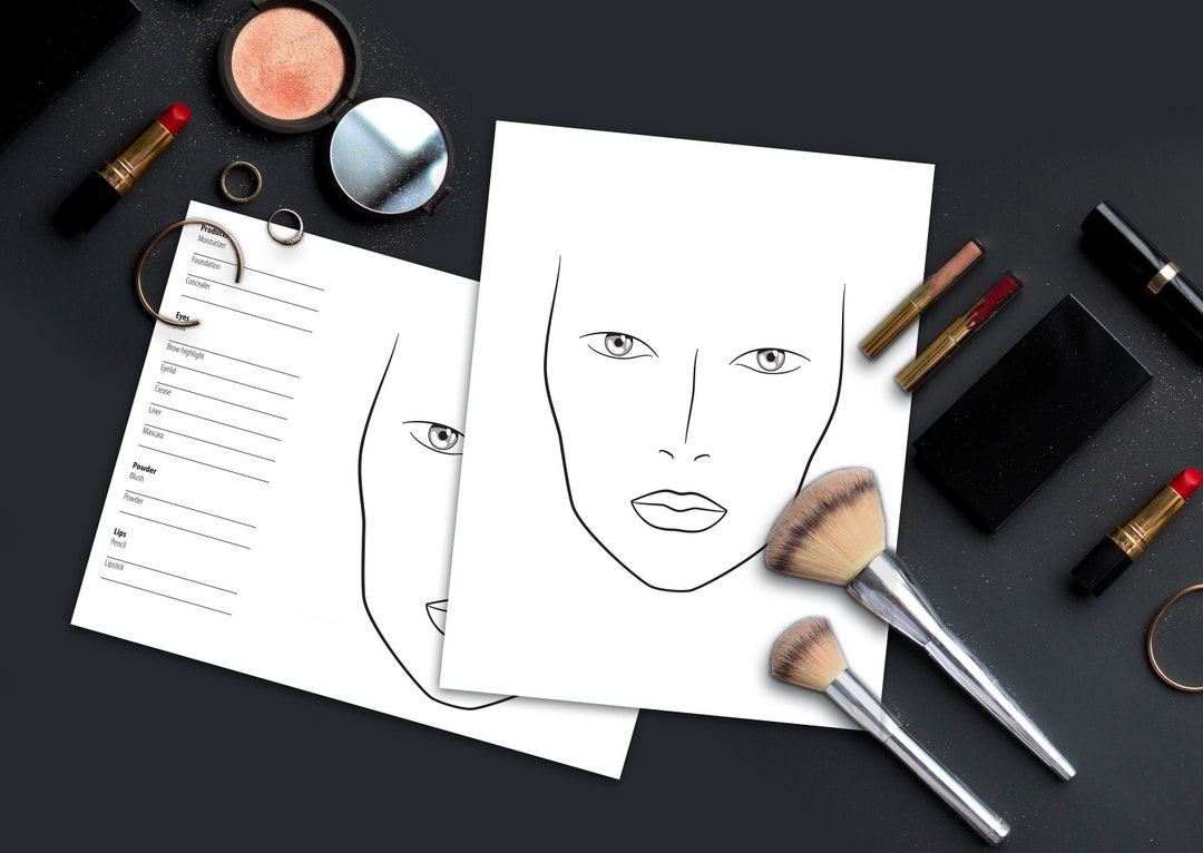 Face Chart or Makeup Chart. Printable Make up Artist Practice Sheets ...