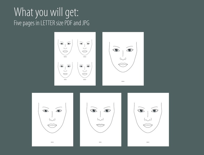 Makeup Face Chart for Different Face Shapes. Printable Make up Practice ...