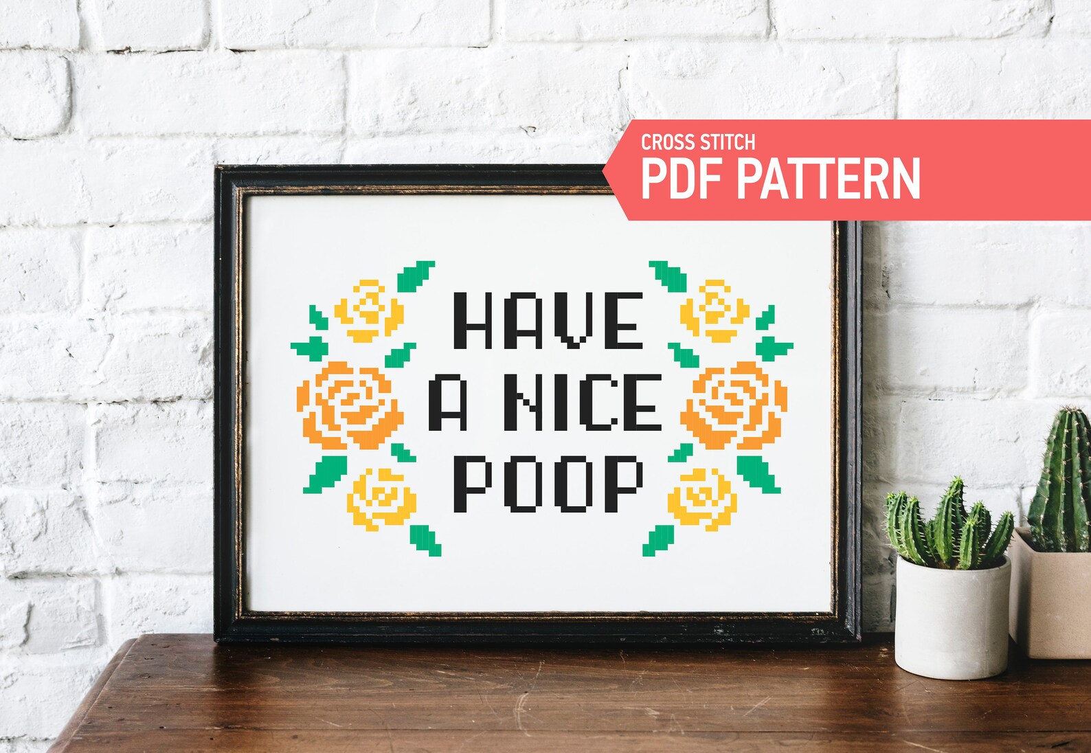 Have A Nice Poop Cross Stitch Pattern PDF, Modern Easy X Stitch, DIY ...