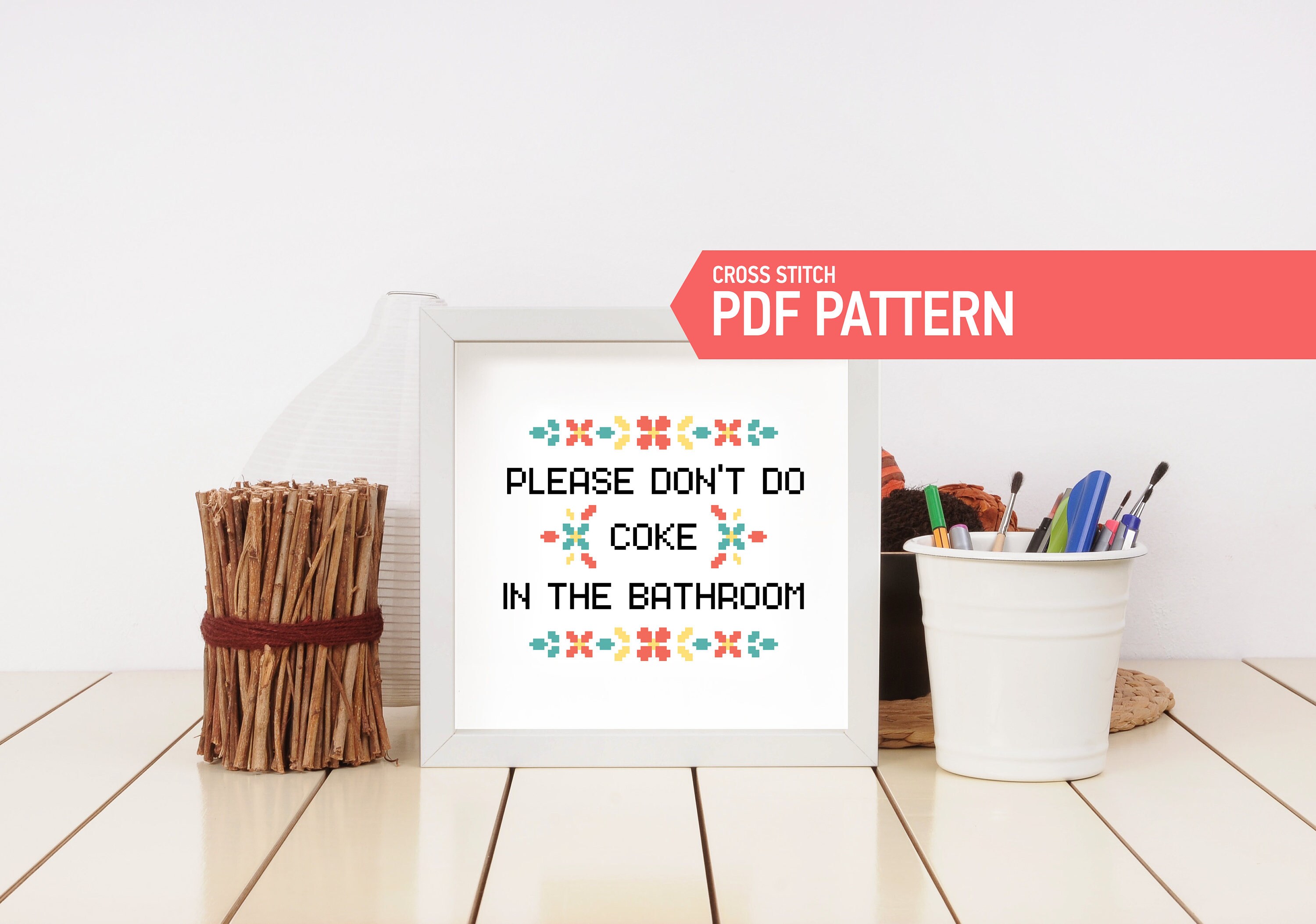 Please Dont Do Coke in the Bathroom Cross Stitch Pattern PDF - Etsy