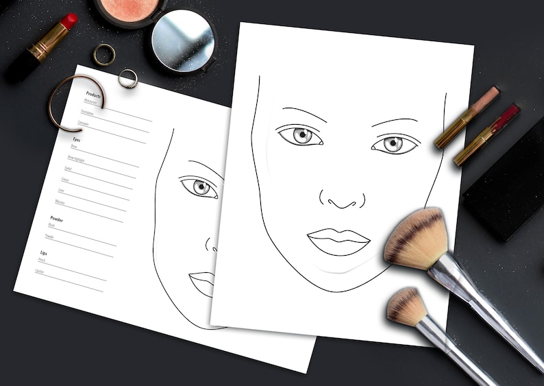 Face Chart for Make up Practice. Printable Makeup Artist Practice ...