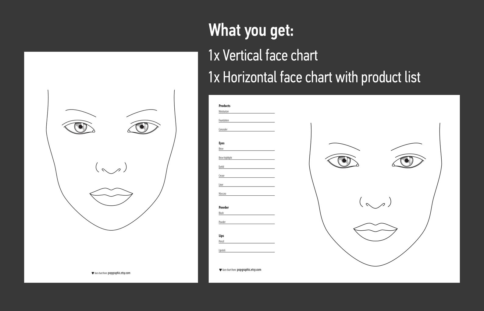 Face Chart for Make up Practice. Printable Makeup Artist Practice ...