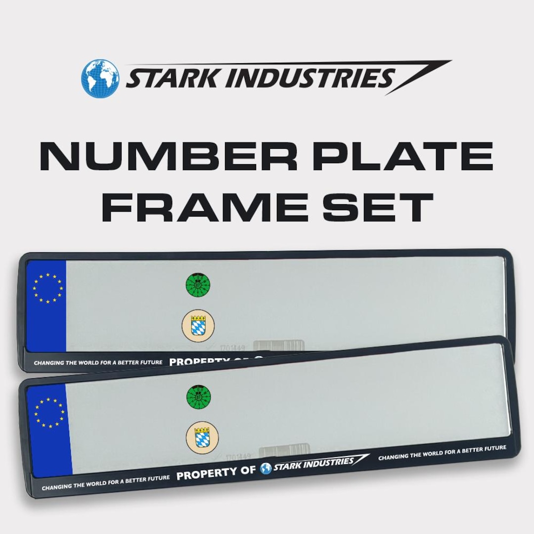 Property of Stark Industries Plate Frame Set – License Number Holder ...