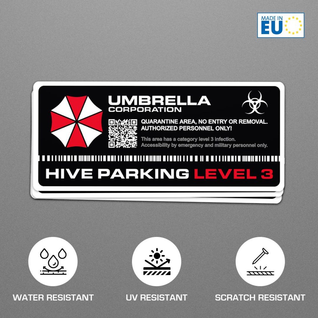3 Umbrella Corporation Stickers Pack HIVE PARKING LEVEL 3 ...