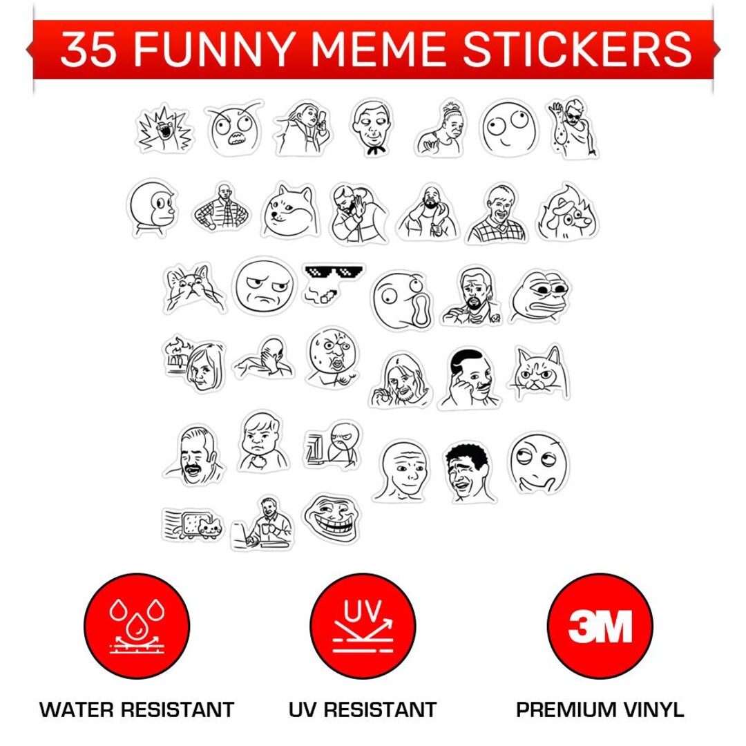 Meme Stickers Set 3M – 35pcs Matte, Funny Meme Sticker Pack, Laptop ...