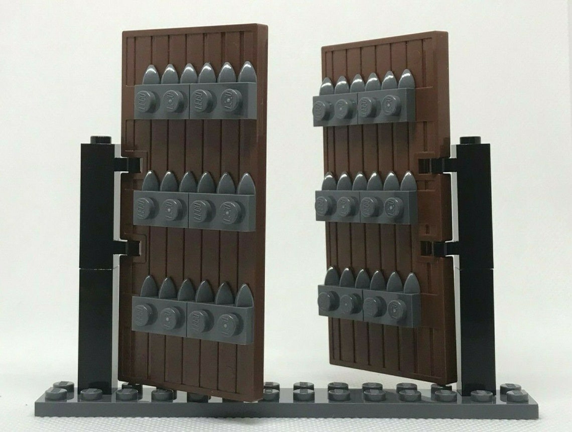 Lego Stockade Doors with Hinged Bricks and Grey Spiked Plates | Etsy