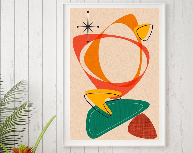 Atomic Art Retro Mid-century Modern Wall Prints Abstract - Etsy