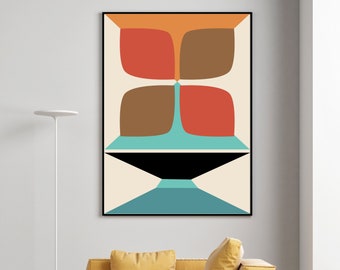 Colorful Midcentury Modern Prints Modern Abstract Retro Room | Etsy