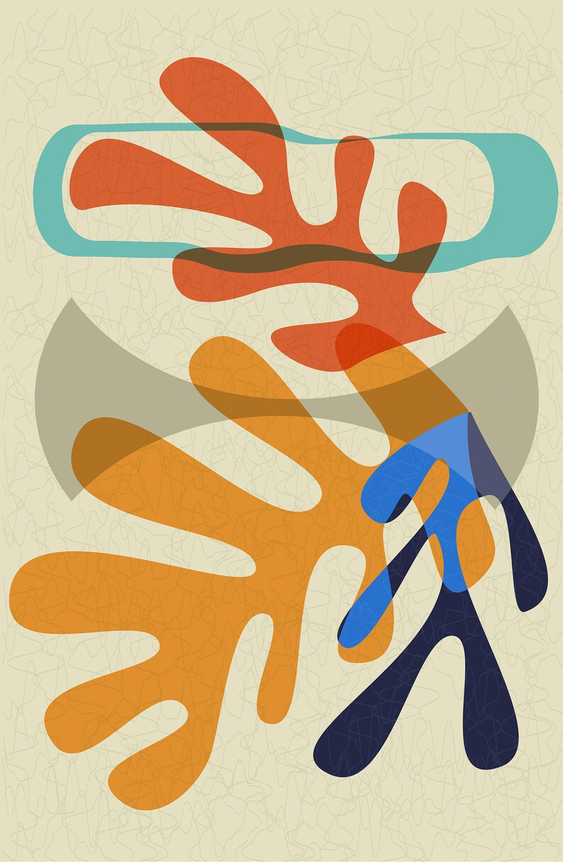 MCM Print Mid Century Modern Abstract Poster Colorful - Etsy