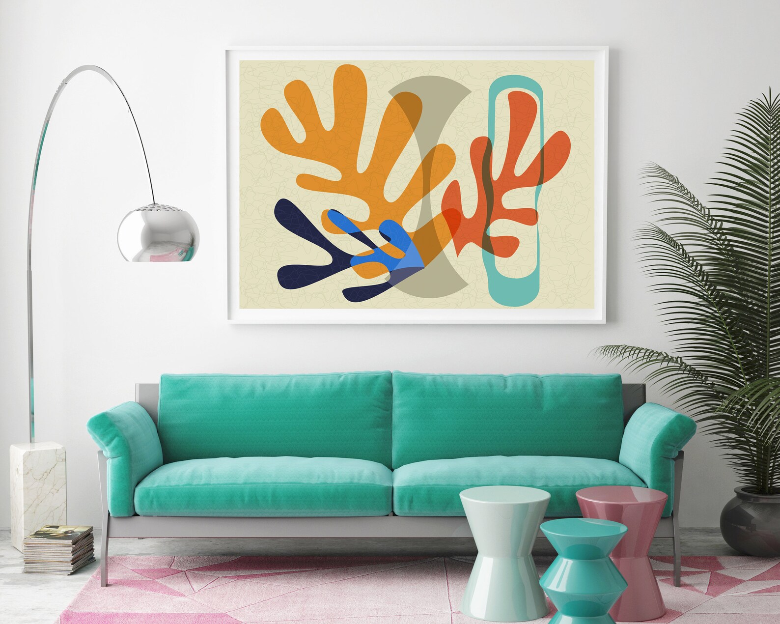 MCM Print Mid Century Modern Abstract Poster Colorful - Etsy