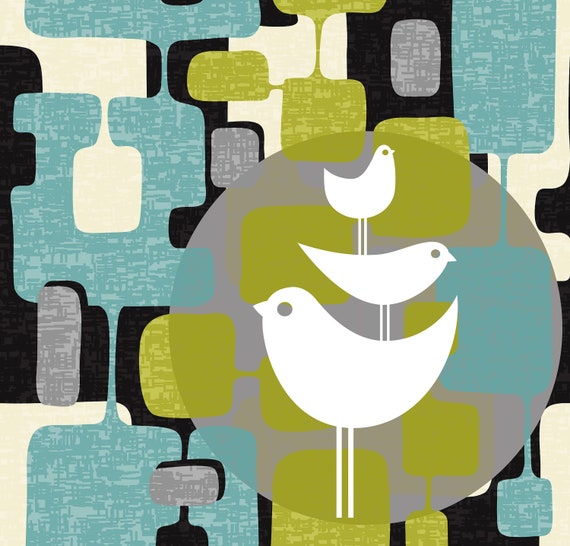 Retro Mid-century Modern Wall Print Vintage Modern - Etsy