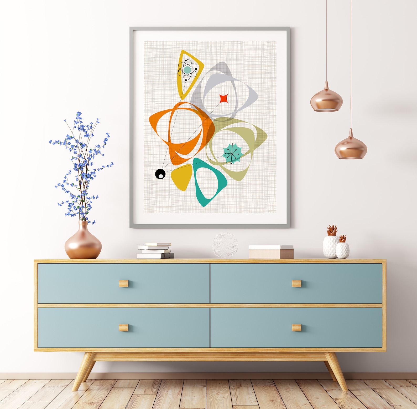 Two Mid-century Modern Prints Atomic Wall Art Abstract - Etsy