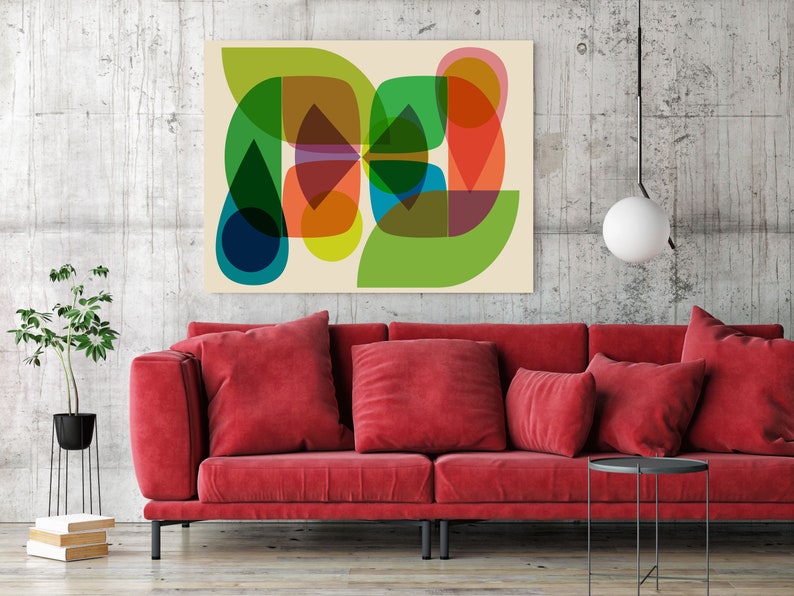 Colorful Mid Century Modern Prints Modern Bohemian Abstract | Etsy