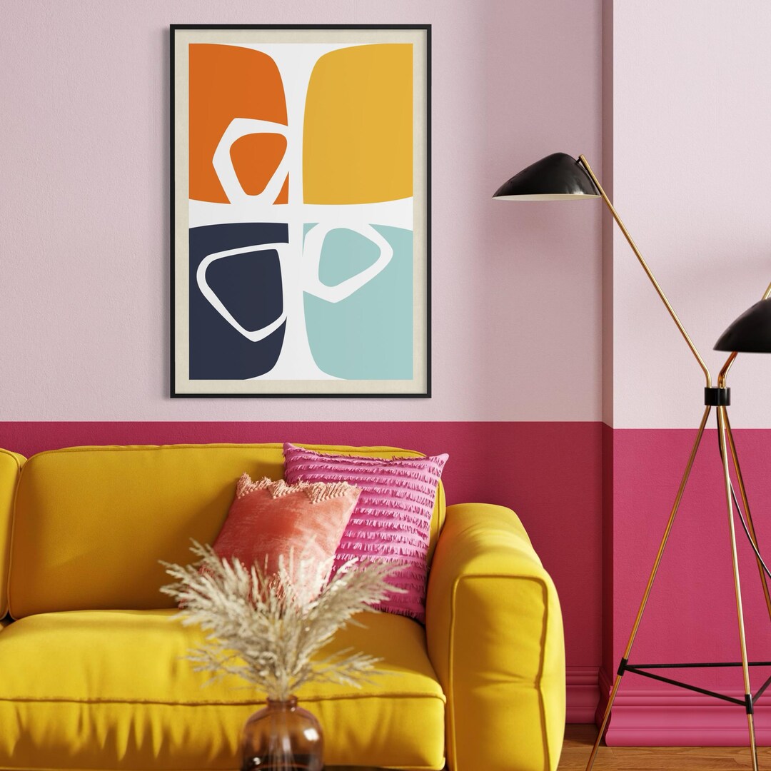 Mid-century Modern Art Print: Abstract Color Block, Warm and Light ...