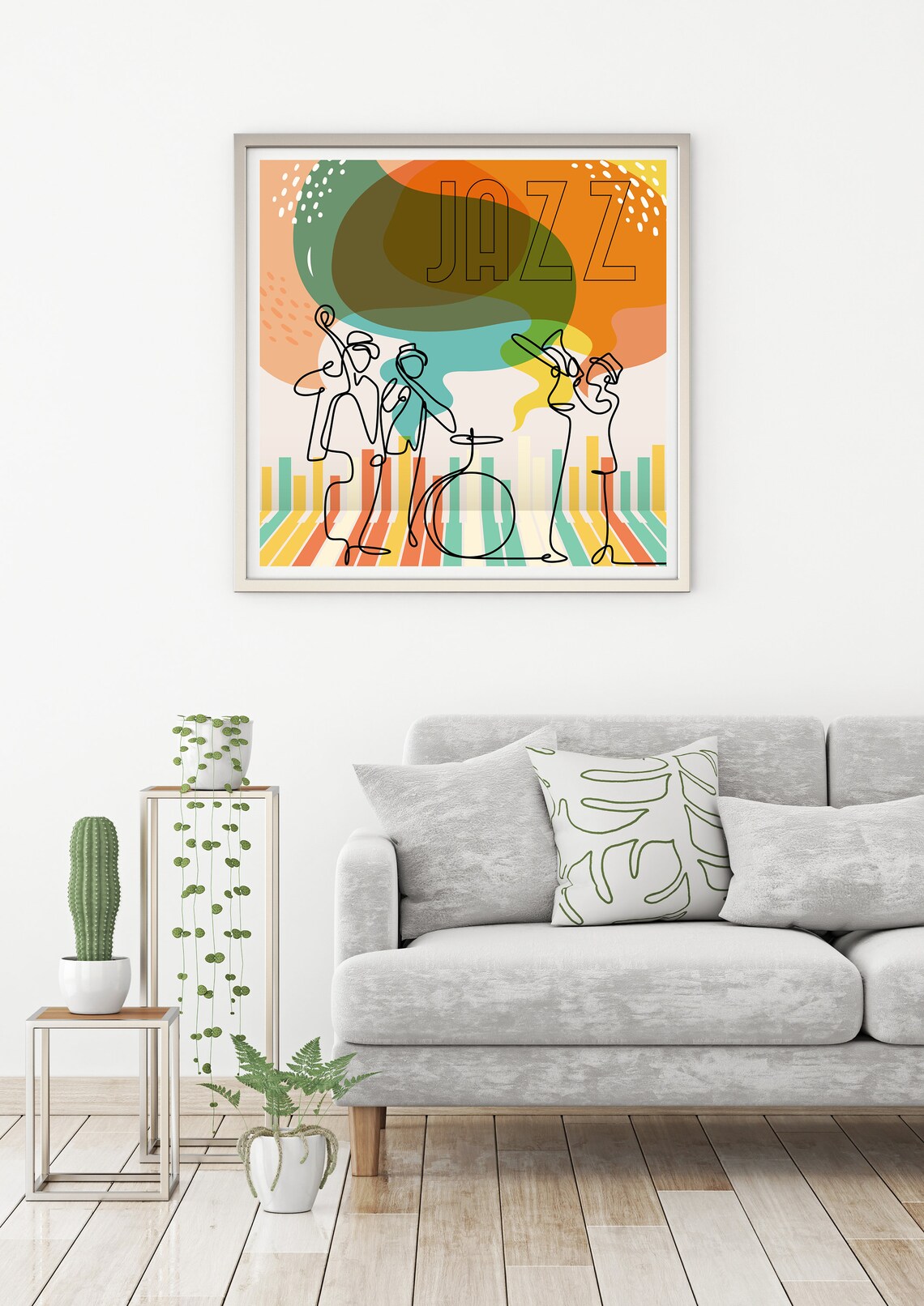 Jazz Art Line Print Modern Wall Jazz Art, Colorful Contemporary Music ...