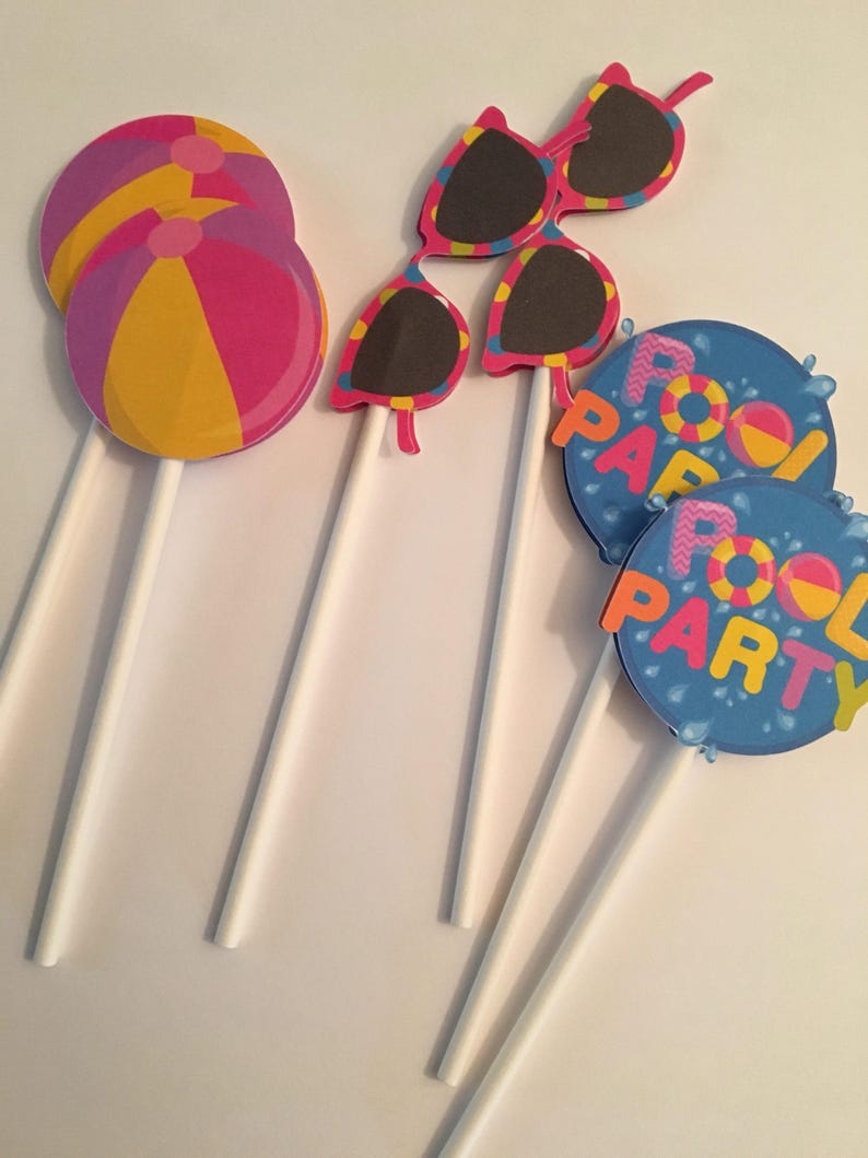 Cupcake Topper Pool Birthday Cupcake Topper Pool Party | Etsy