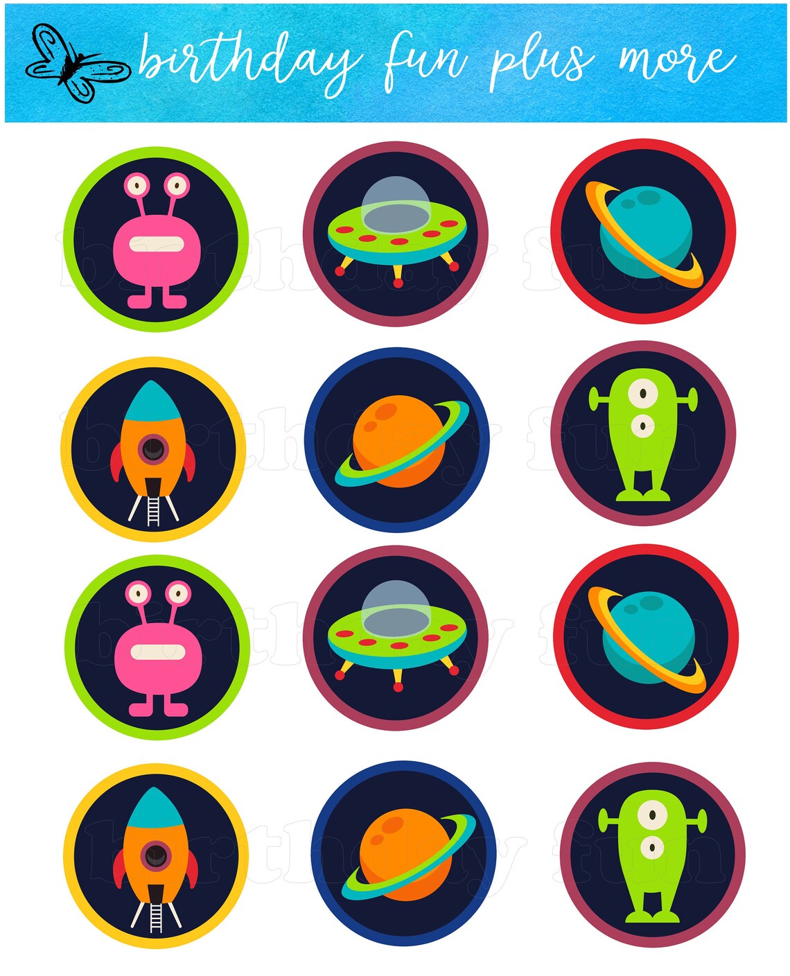 PRINTABLE Outer Space Cupcake Toppers Digital Outer Space - Etsy Hong Kong