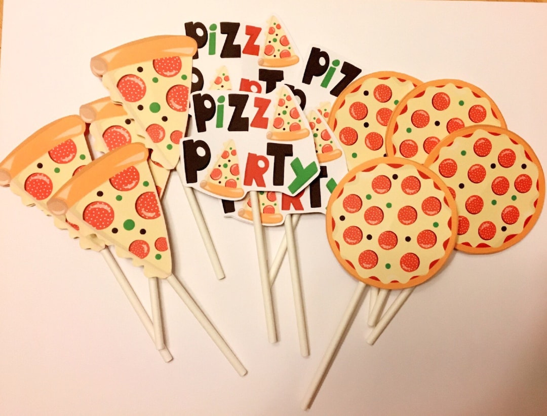 Pizza Theme Party Decorations, Cupcake Topper, Birthday Party, Pizza ...