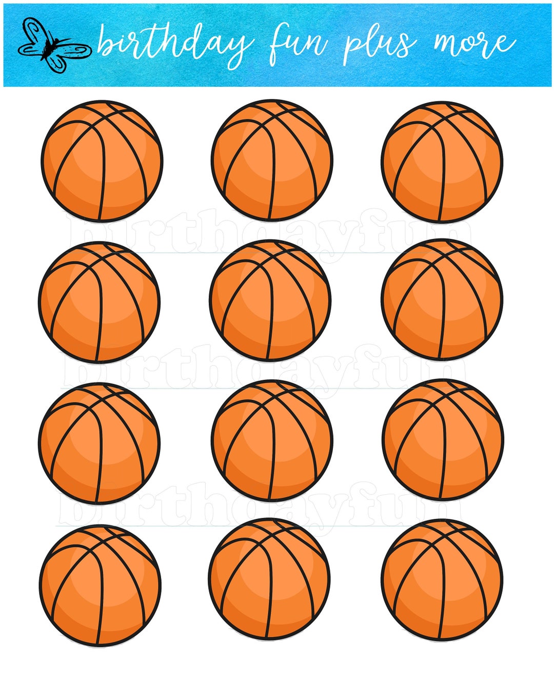 PRINTABLE Basketball Cupcake Topper, Basketball Instant Download ...