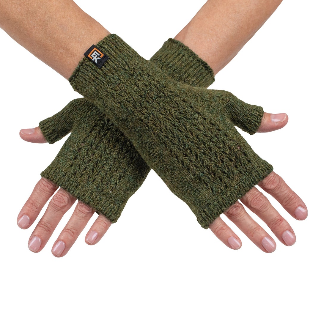 Alpaca Mesh Knit Fingerless Mittens - Made in the USA - Super Soft Baby ...