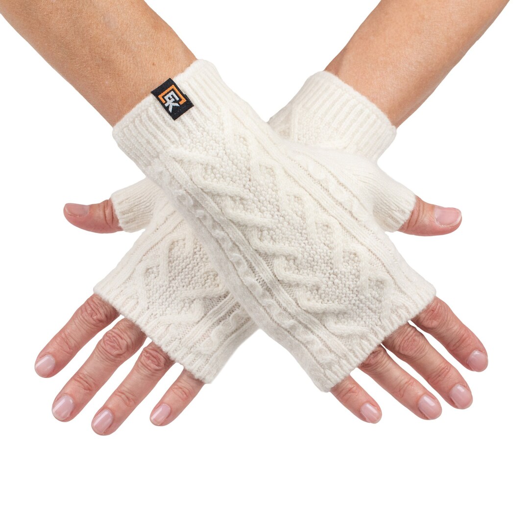 Wool Cable Knit Fingerless Mittens - Super Soft Merino Wool - Made in ...