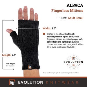 Alpaca Cable Knit Fingerless Mittens Super Soft Baby Alpaca Made in the ...