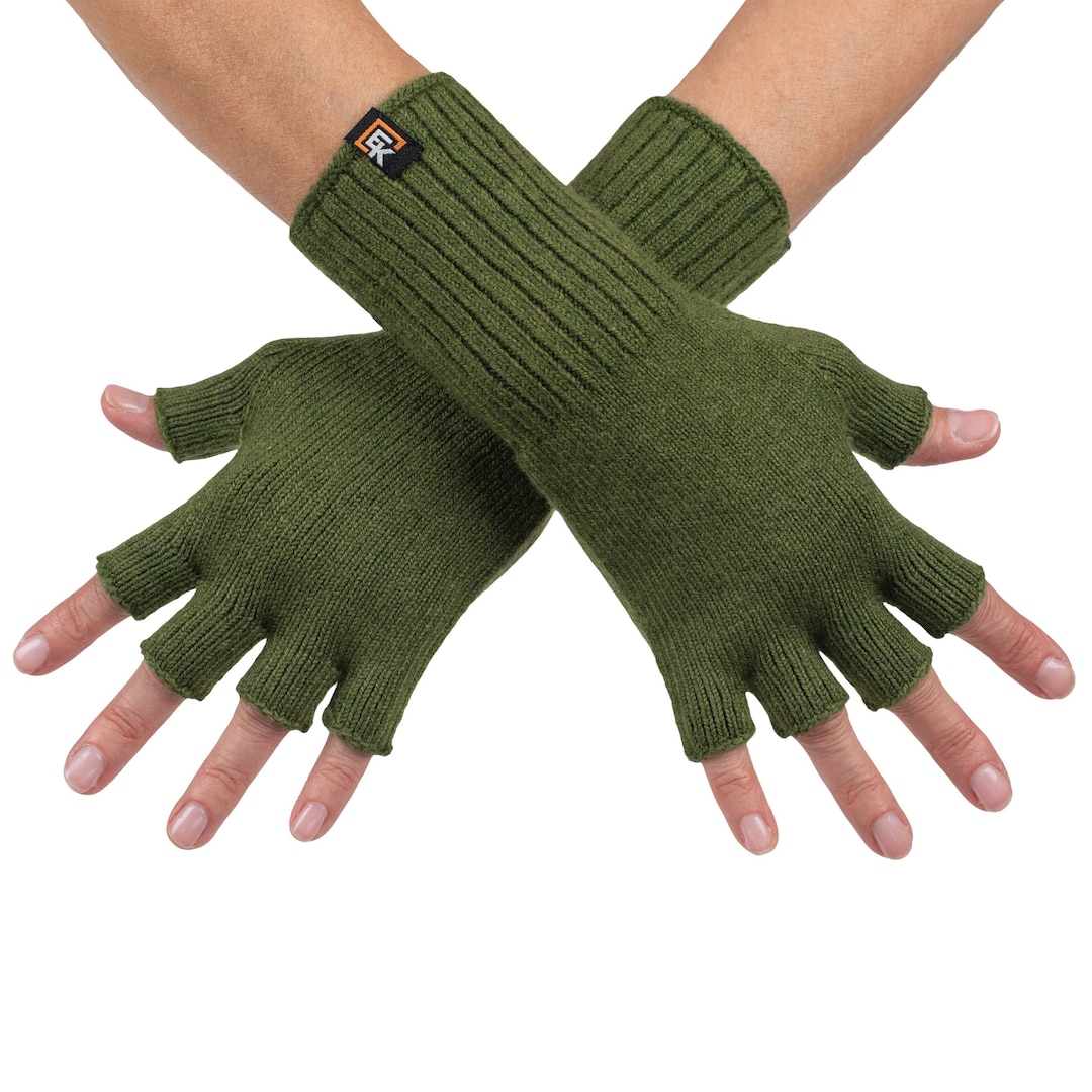 Wool Knit Fingerless Gloves - Made in the USA - Super Soft Merino Wool ...