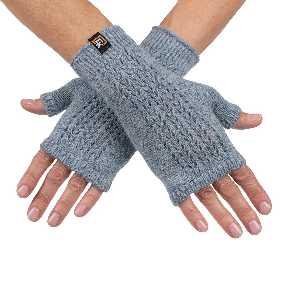 Alpaca Mesh Knit Fingerless Mittens Super Soft Baby Alpaca Made in the ...