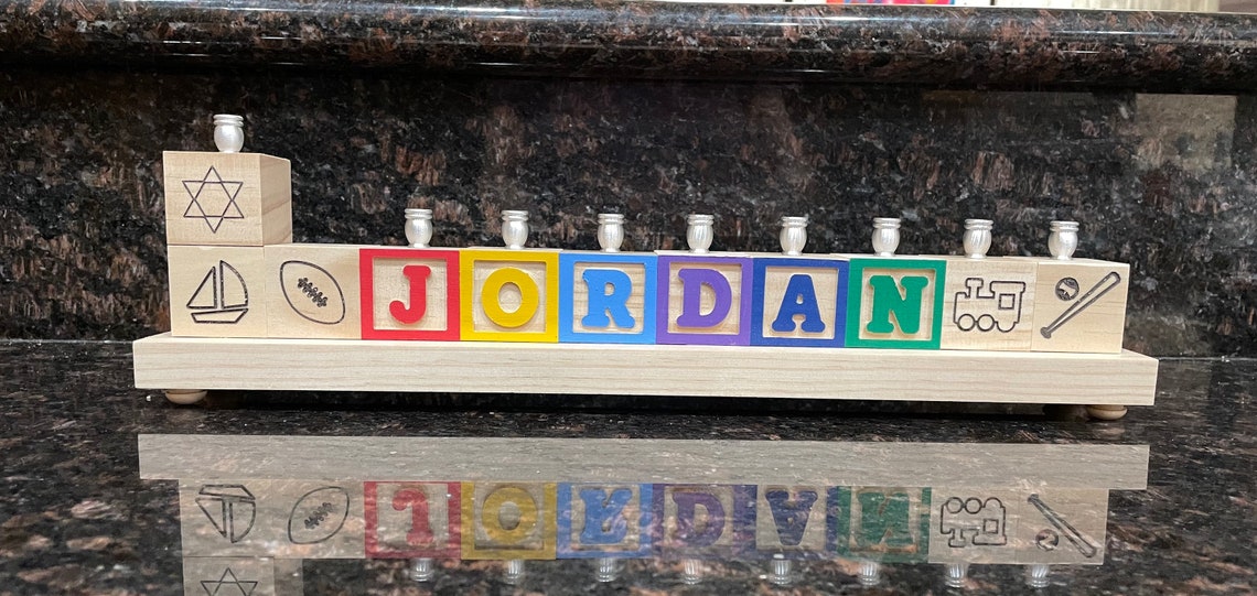English and Hebrew Reversible Personalized Name Menorah - Etsy