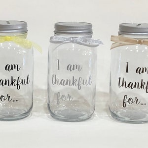Thankful for Mason Jar Bank, Gratitude Jar, Gratitude Bank, Gratitude ...