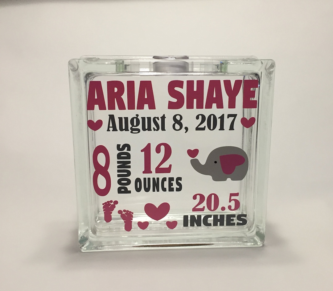 Baby Girl Shower Gift, Baby Girl Glass Block Bank, Baby Girl Piggy Bank ...
