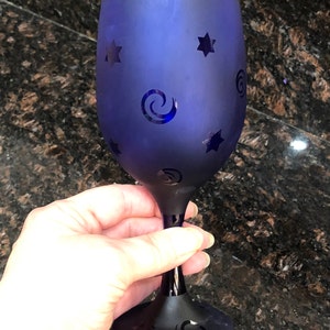 Modern Miriam's Cup Blue Wine Glass Passover Gift - Etsy