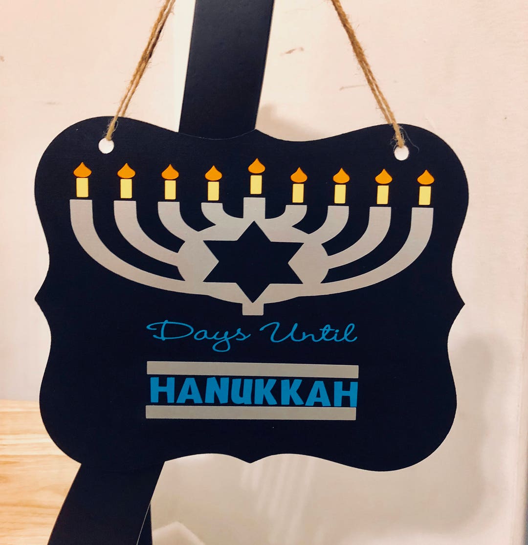 Countdown to Hanukkah Sign, Door Sign, Hanukkah Sign, Chanukah Count ...