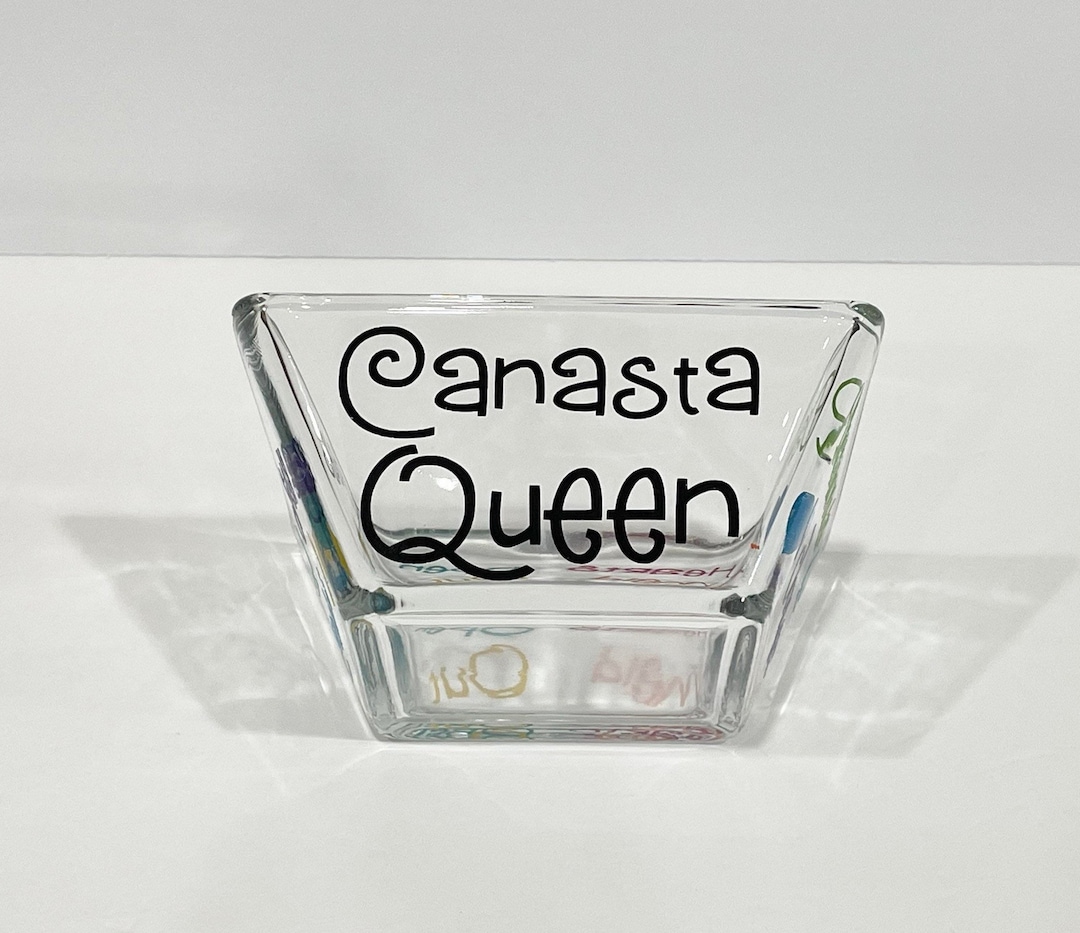Canasta Queen Small Snack Bowl, Canasta Cards Glass Bowl, Custom Square ...