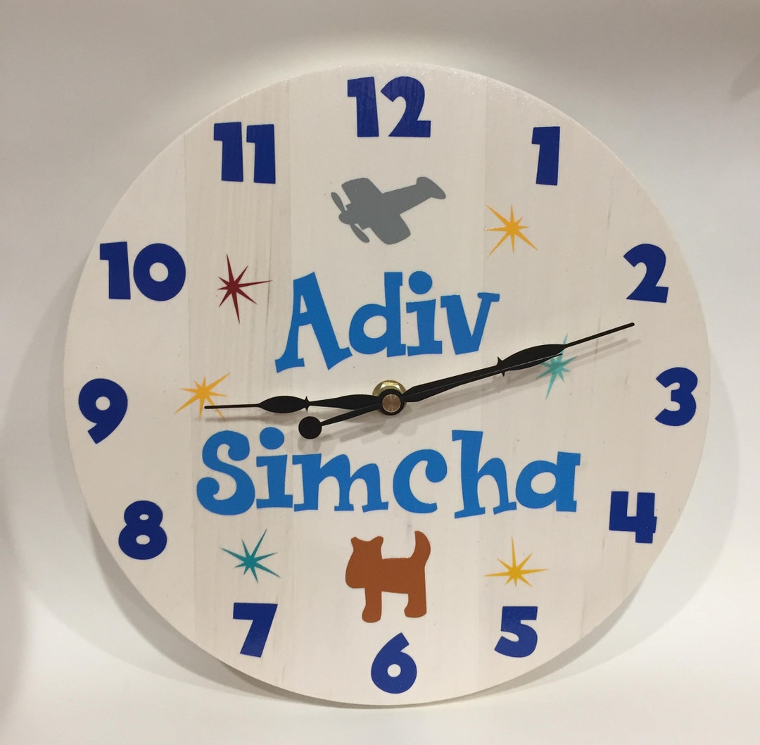 Boy's Wall Clock, Kids Wall Clock, Children's Personalized Clock, Baby ...