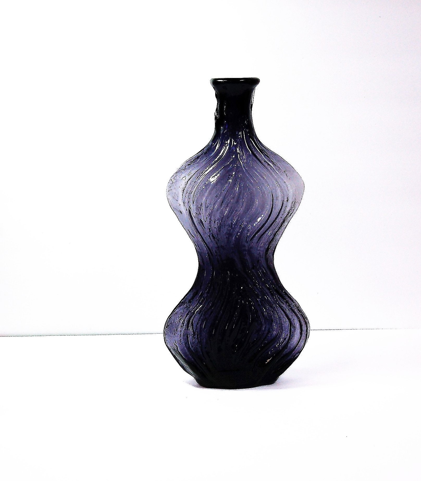 Blenko Glass hand blown violet vase # 6215V, reissue of 1962 design